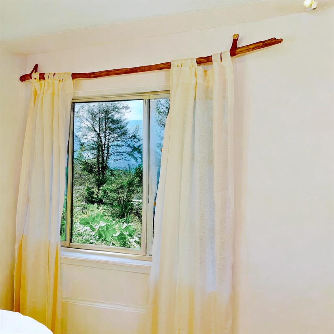 Rustic Driftwood Curtain Rod – Handmade Natural Wood Rod for Boho ...