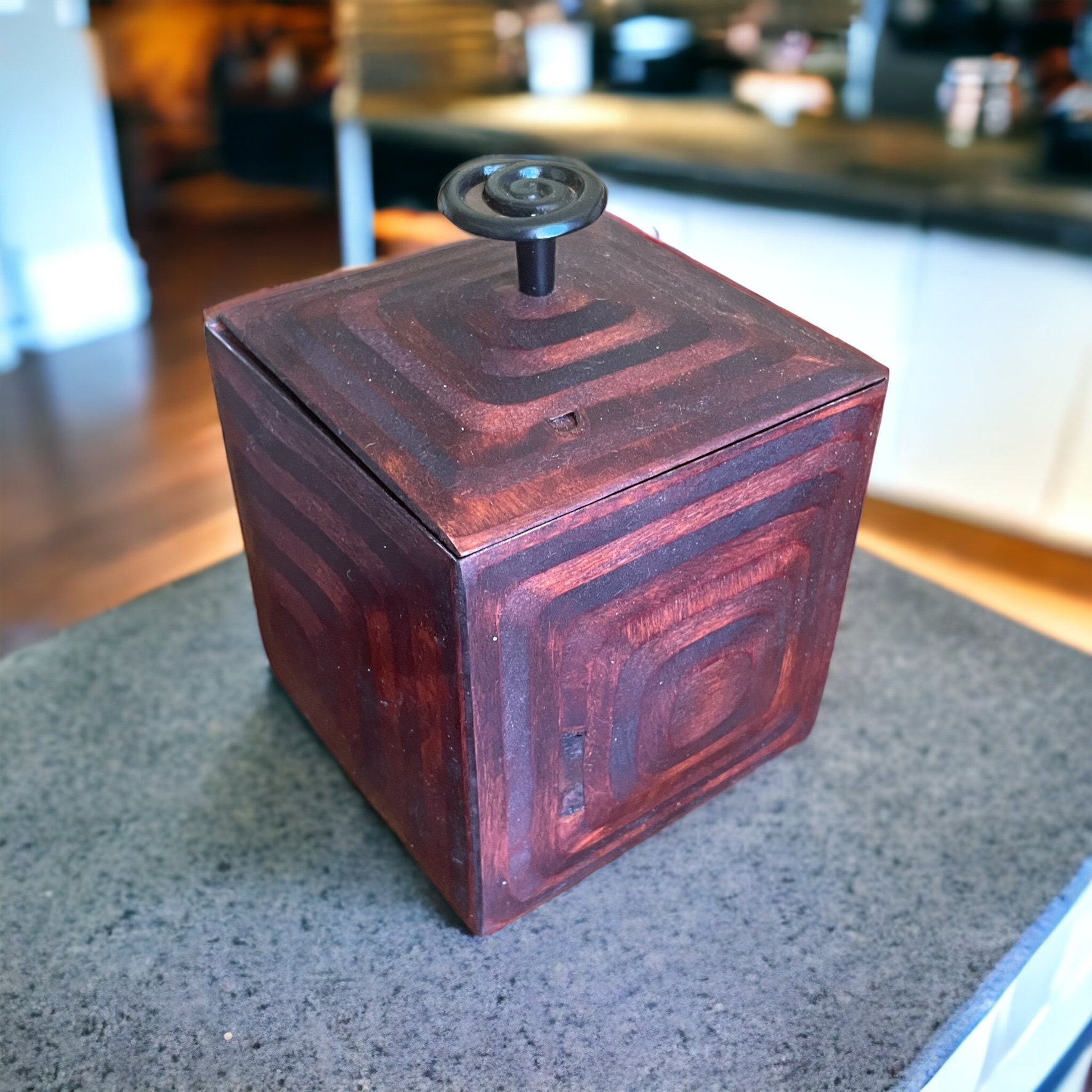 Gorgeous Handmade Cherry Stained Wooden Box With Metal Detail ...