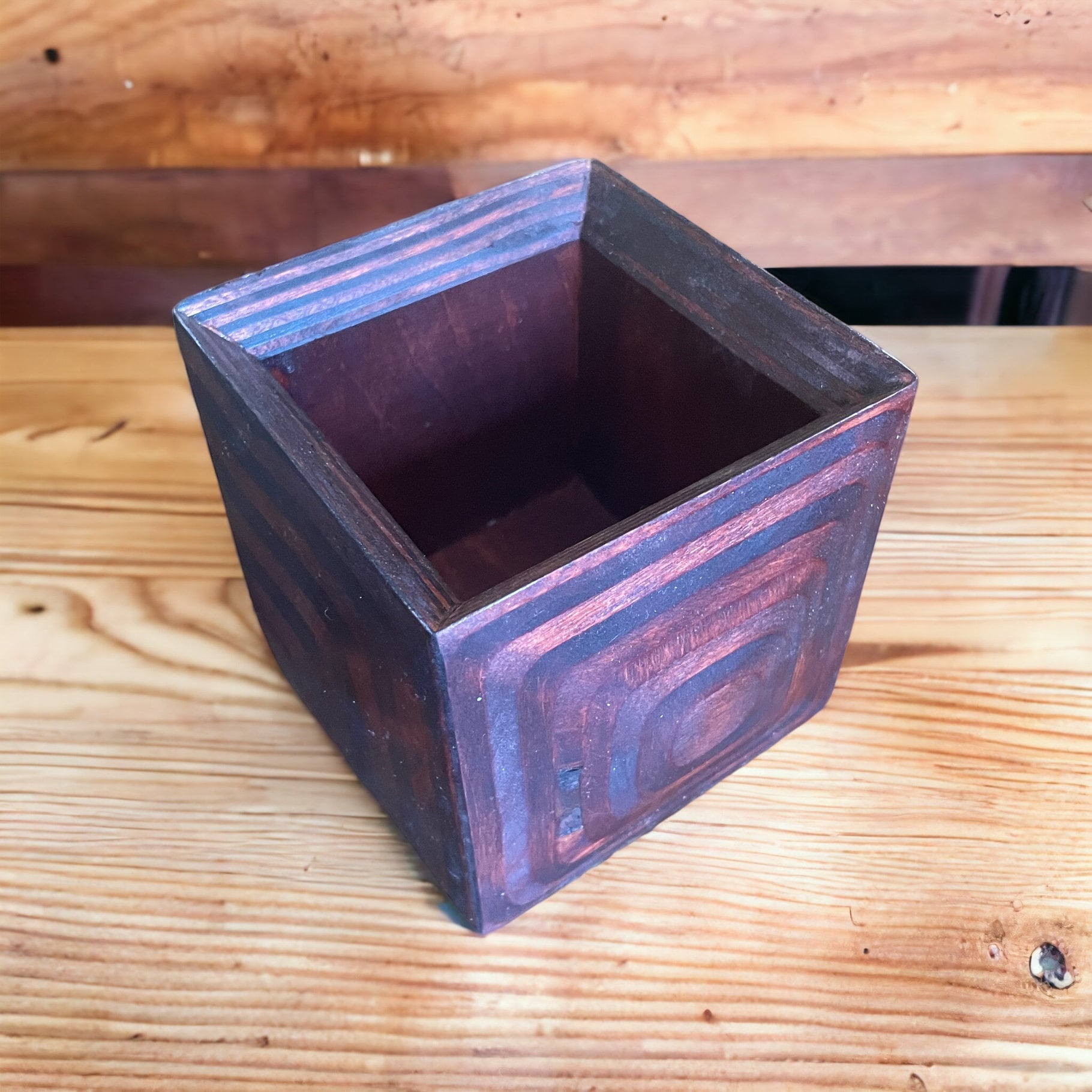 Gorgeous Handmade Cherry Stained Wooden Box With Metal Detail ...