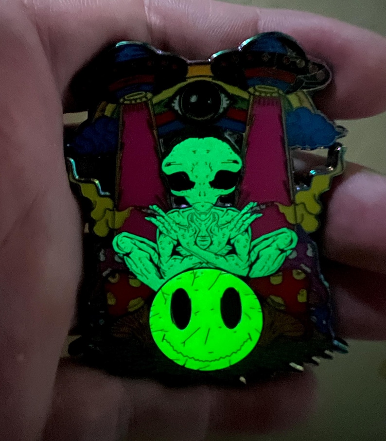 Limited Edition Enamel Alien Pin - Glow in the Dark, Rainbow Metal ...