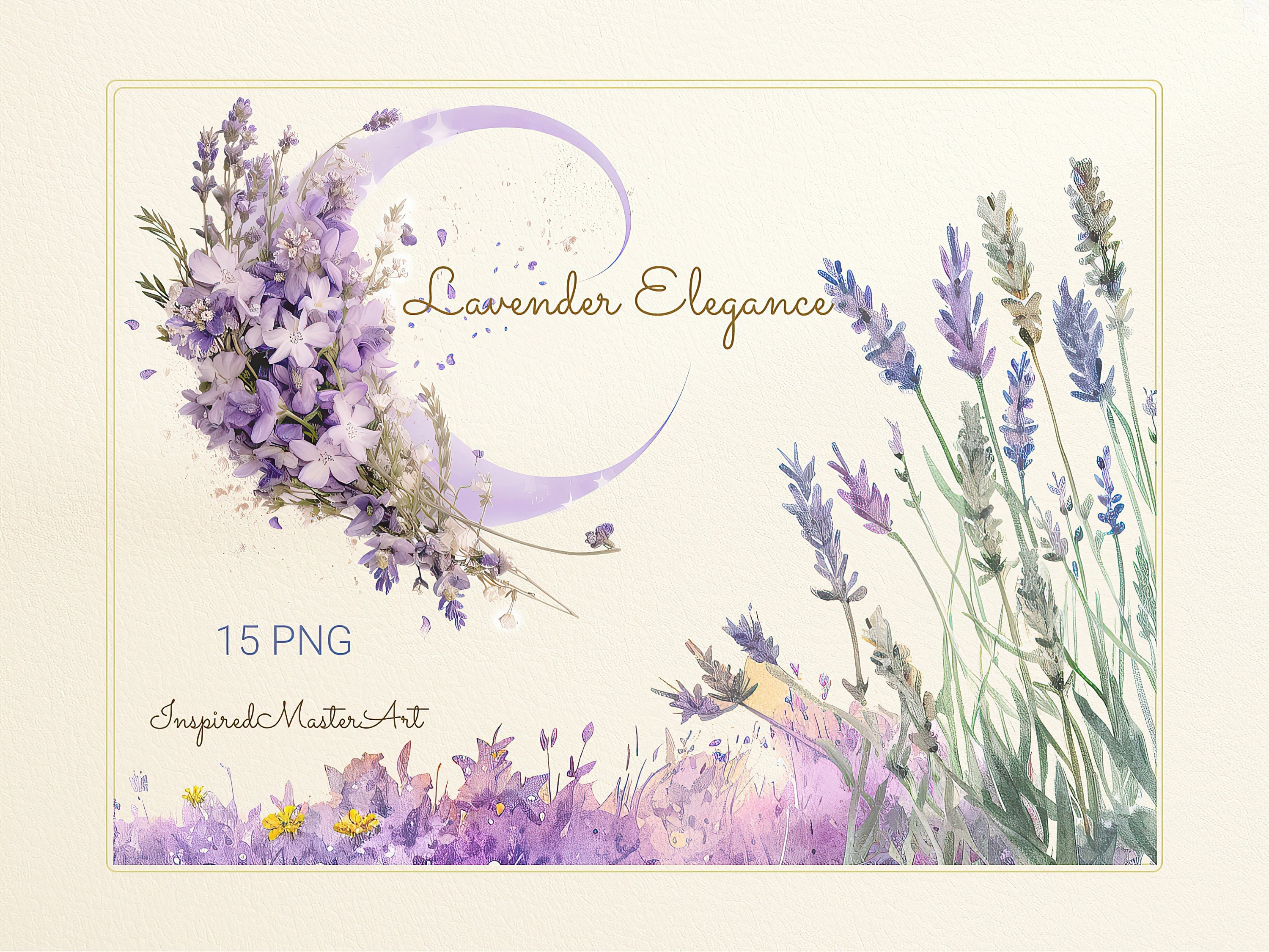 Watercolor Lavender Clipart Bundle, Wedding Purple Flowers, Violet ...