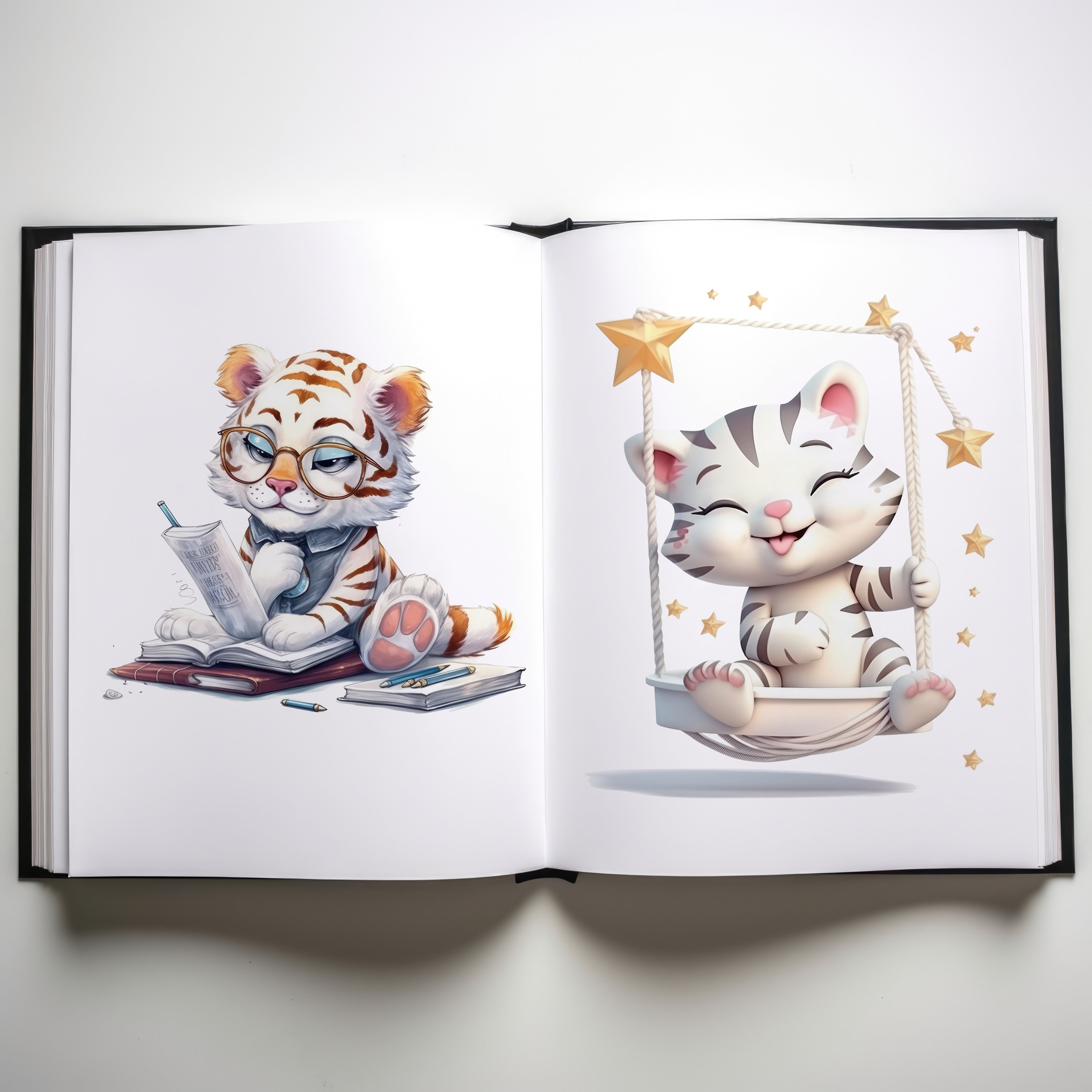 White Tiger Bundle, Watercolor Cub Clipart, Digital Illustration, Cute ...
