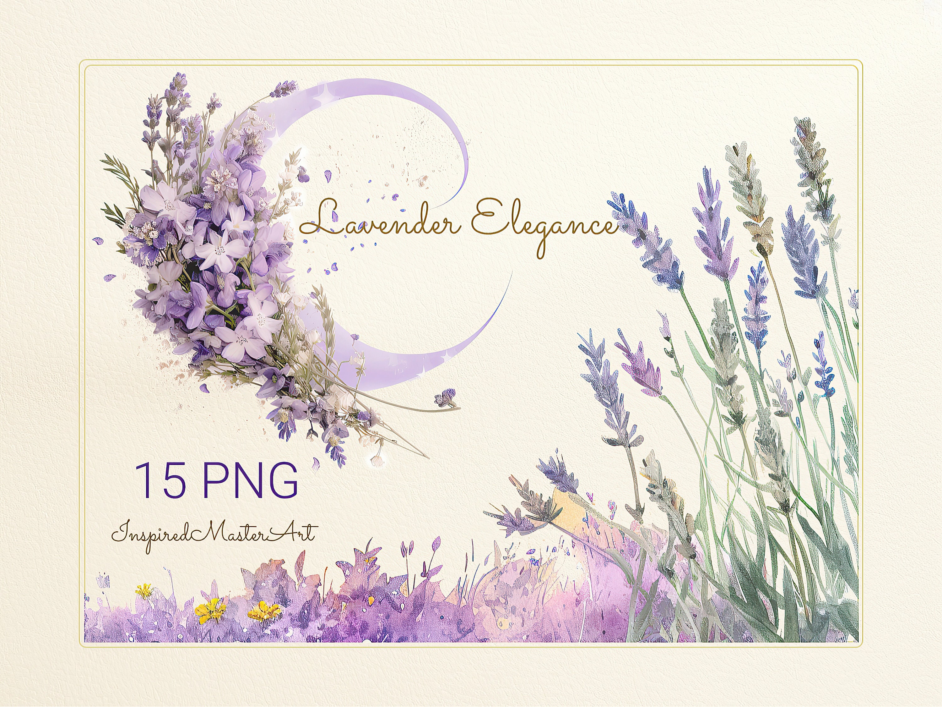 Watercolor Lavender Clipart Bundle, Wedding Purple Flowers, Violet ...