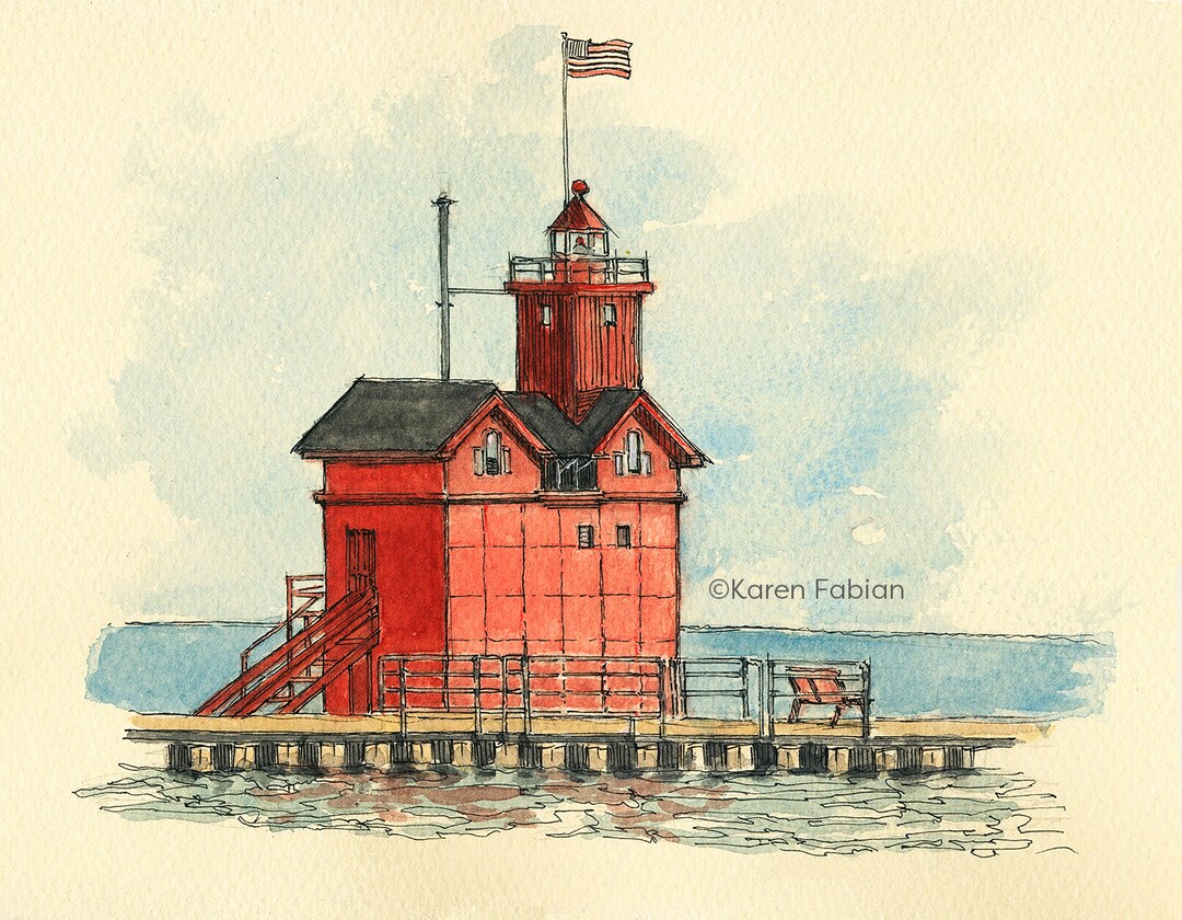 Big Red Light House - Etsy
