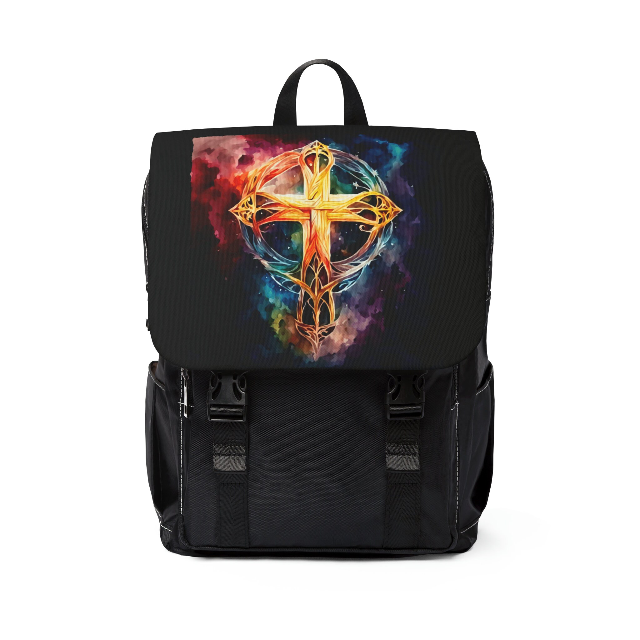 Gold Cross Multicolored Christian Faith Black Unisex Casual Shoulder ...