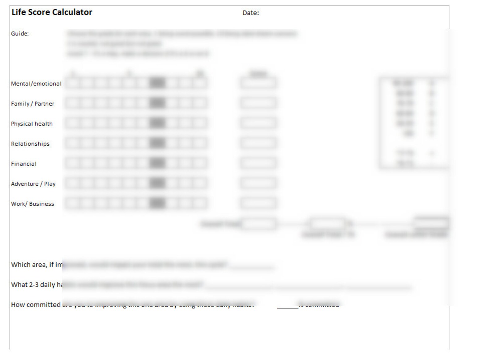 Life Score Calculator & Life Improvement Tool - Etsy