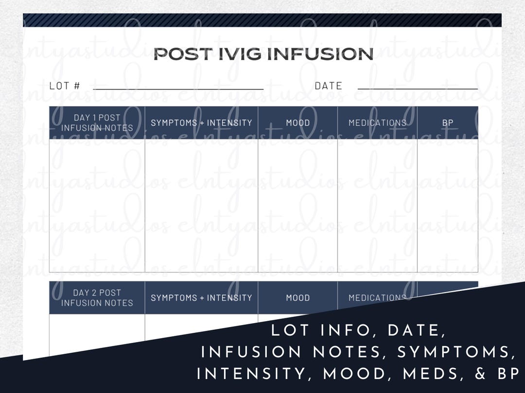 Post IVIG Infusion Log | Printable PDF | Chronic Illness Tracker ...