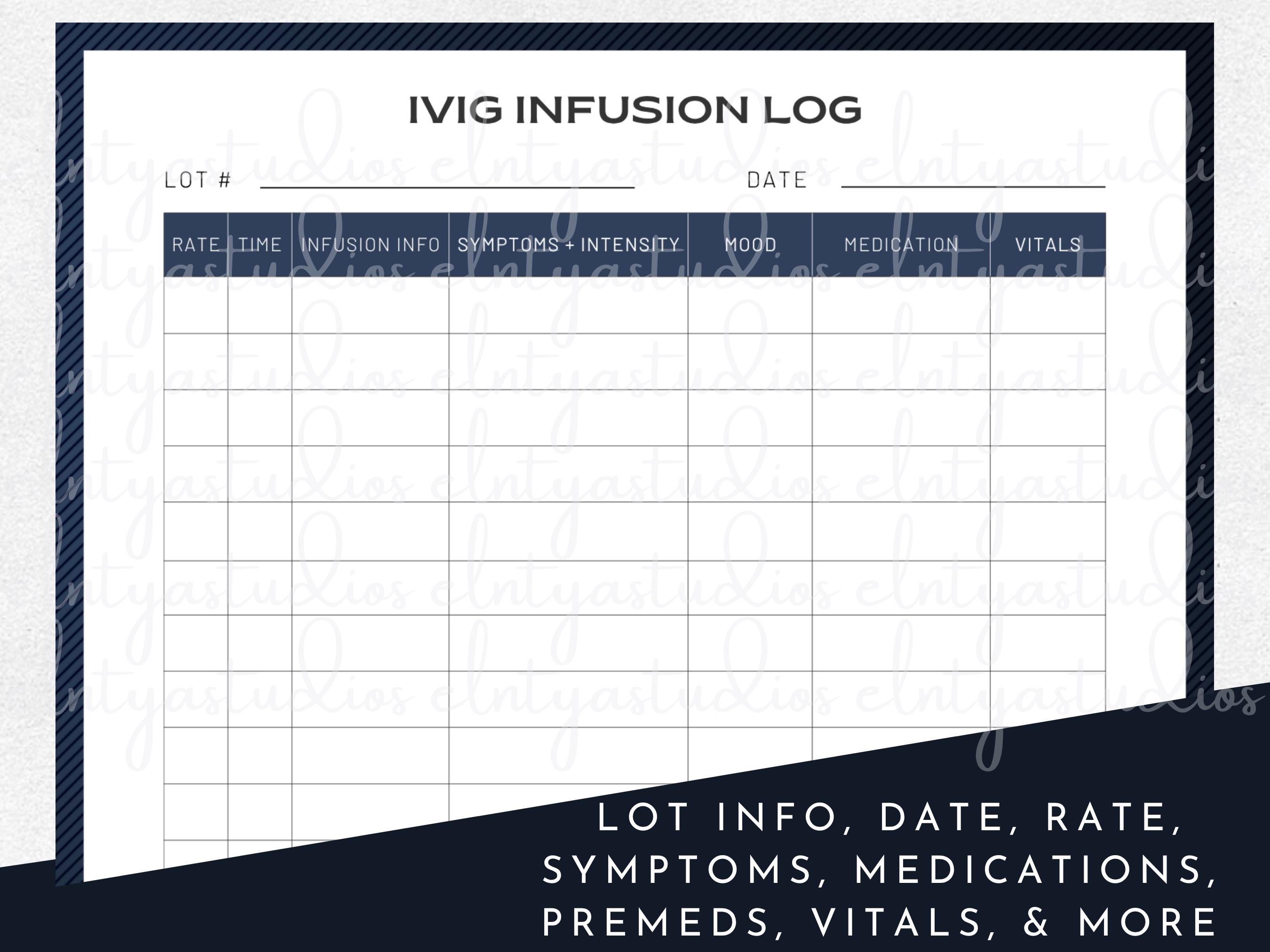 IVIG Infusion Log | Printable PDF | Chronic Illness Tracker ...