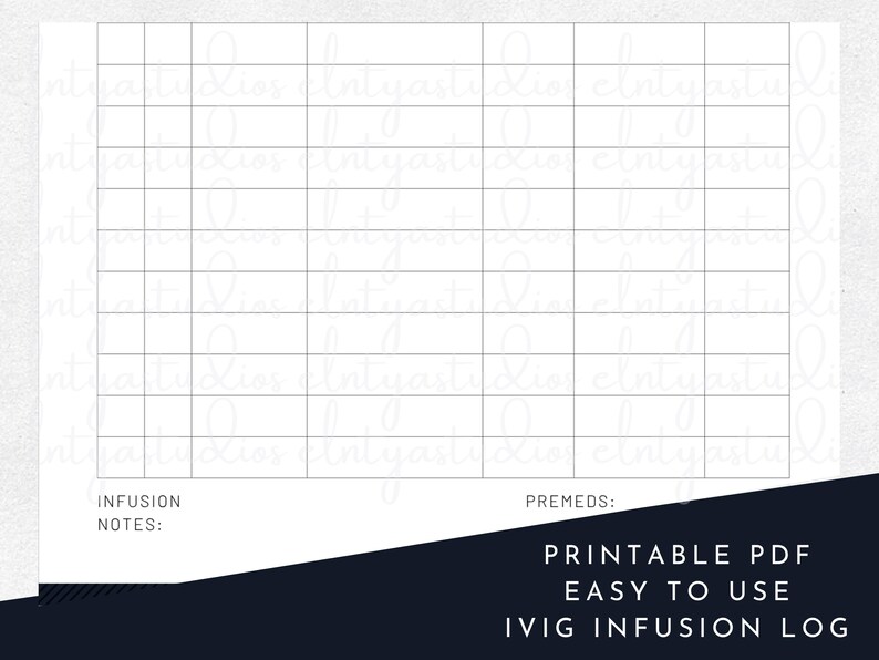IVIG Infusion Log | Printable PDF | Chronic Illness Tracker ...