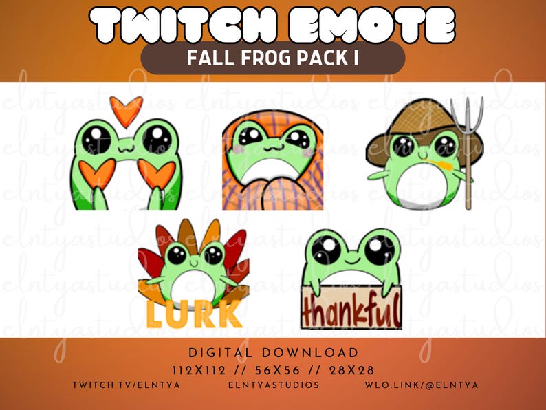 Kawaii Fall Frog Emote Pack 1 - Thanksgiving; Cozy Plaid Blanket ...
