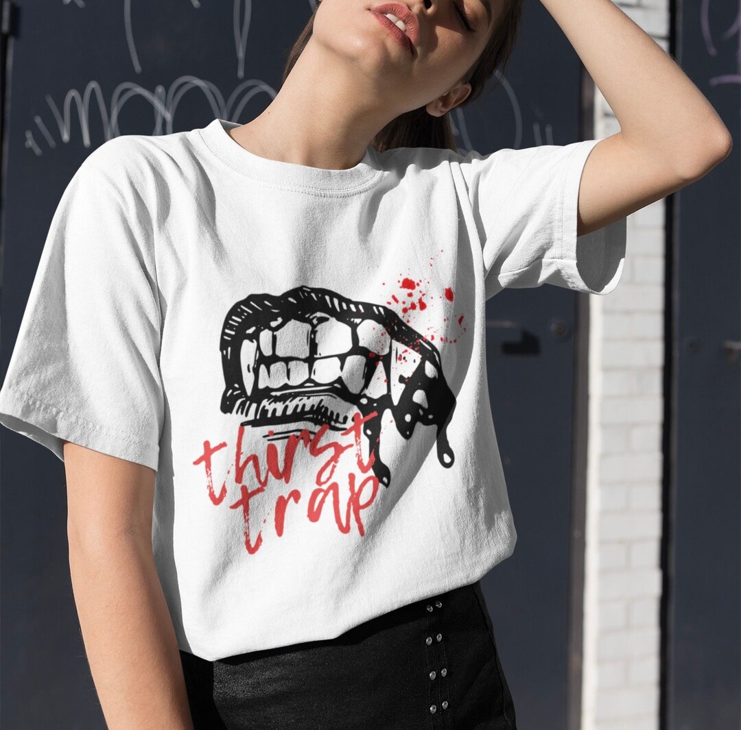 Thirst Trap Vampire Halloween T-shirt, Women's Graphic Spooky Tee ...