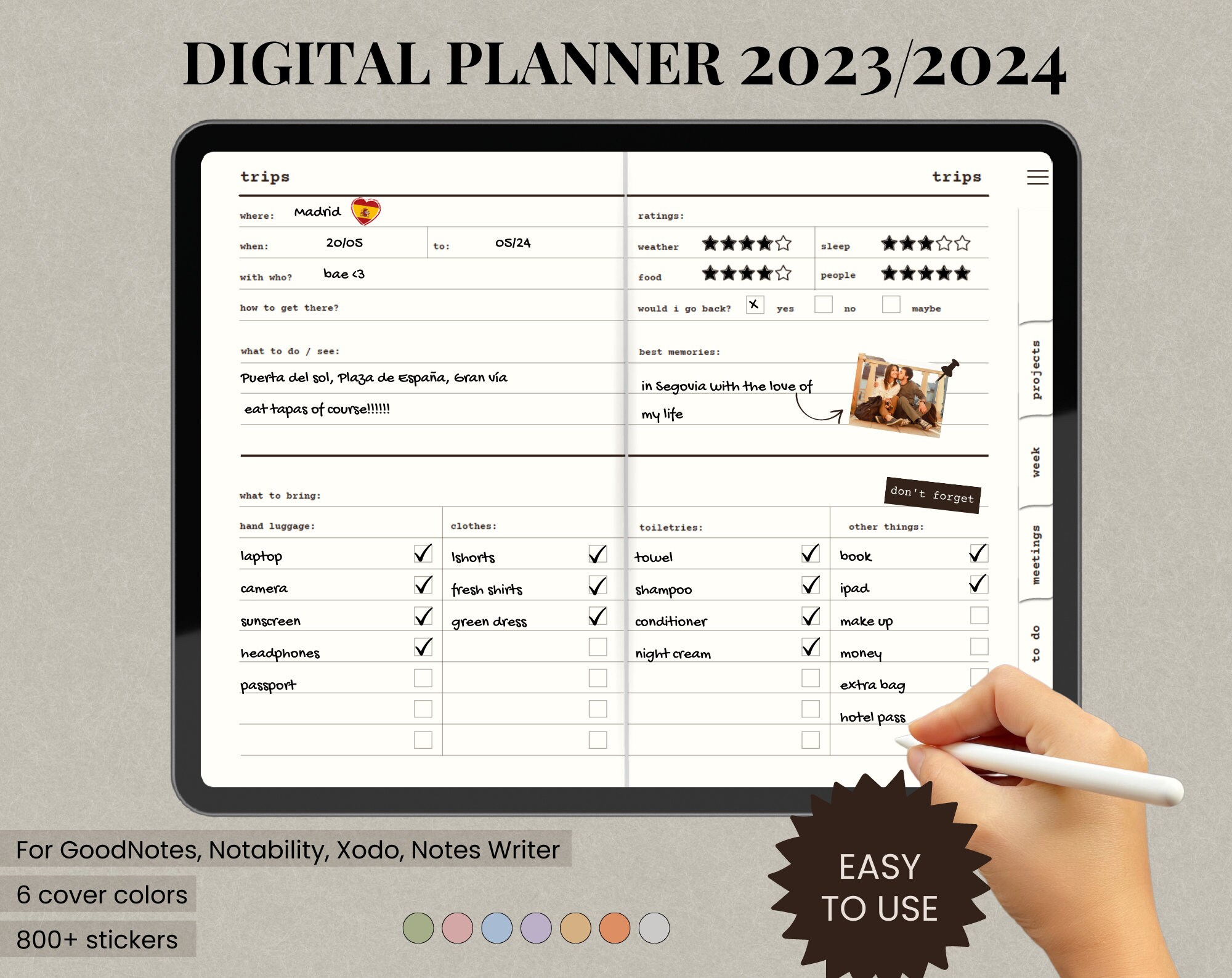 Digital Planner 2023 2024, Dated Digital Planner, Goodnotes Planner ...