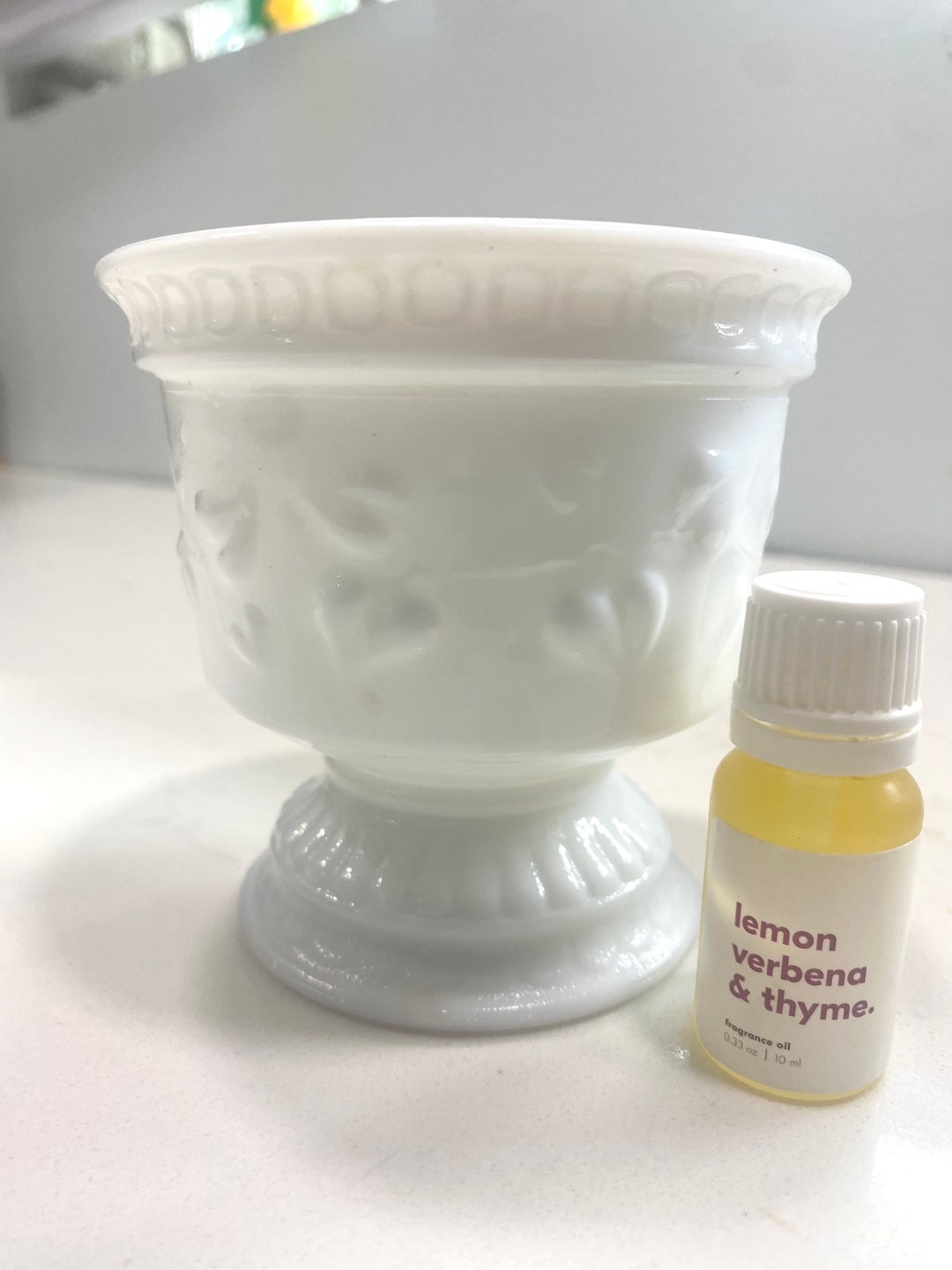 1970's White Milk Glass Vase With Hand Poured Soy Wax Candle Infused ...