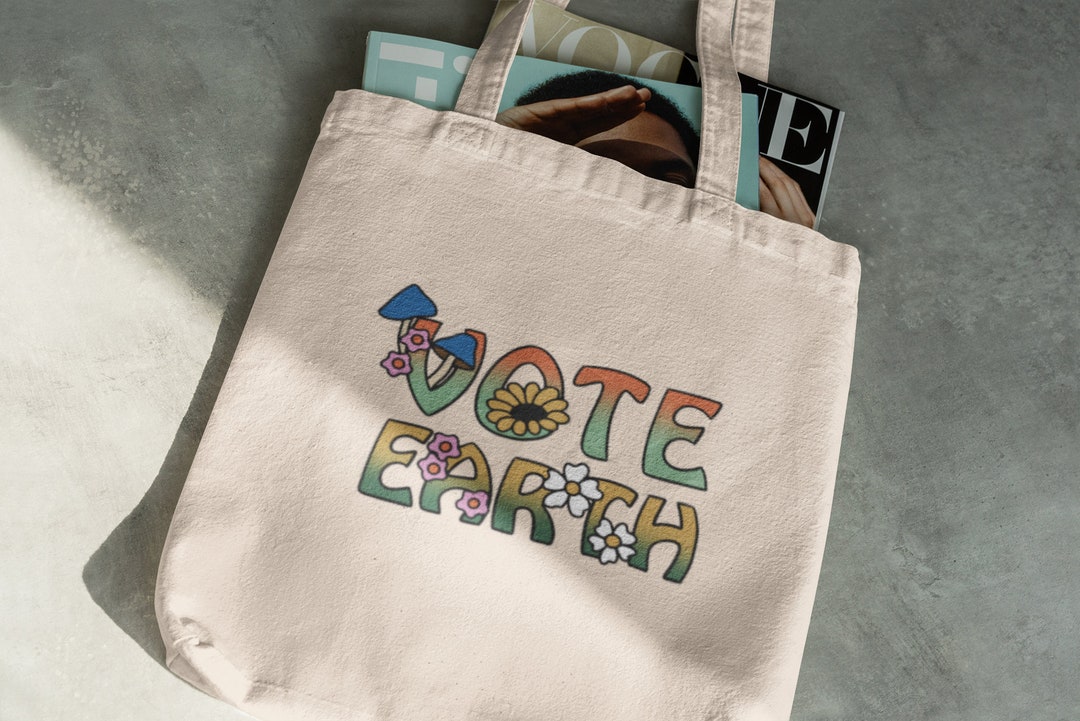 Canvas Tote Bag, Reusable Tote, Earth Day, Vote Earth, Environment ...