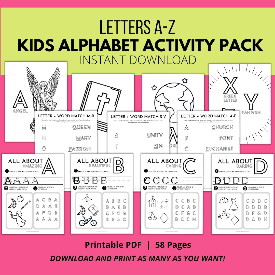 Kids Alphabet Activity Pack | Letters A-Z | PDF Download | Preschool ...