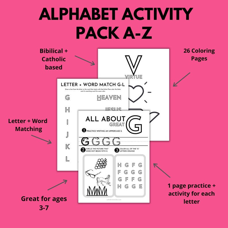 Kids Alphabet Activity Pack | Letters A-Z | PDF Download | Preschool ...