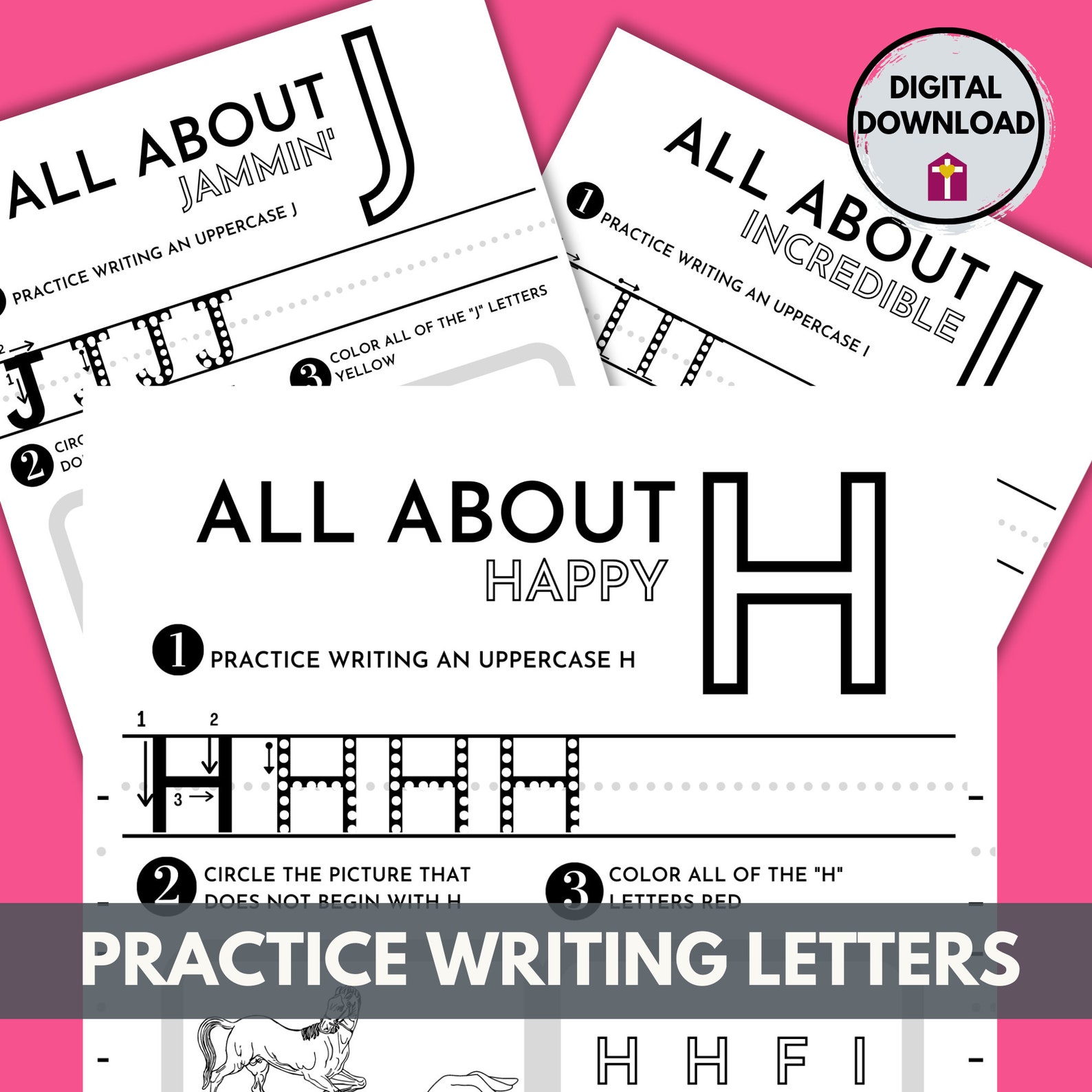 Kids Alphabet Activity Pack: Letter Coloring & Writing (PDF Download ...