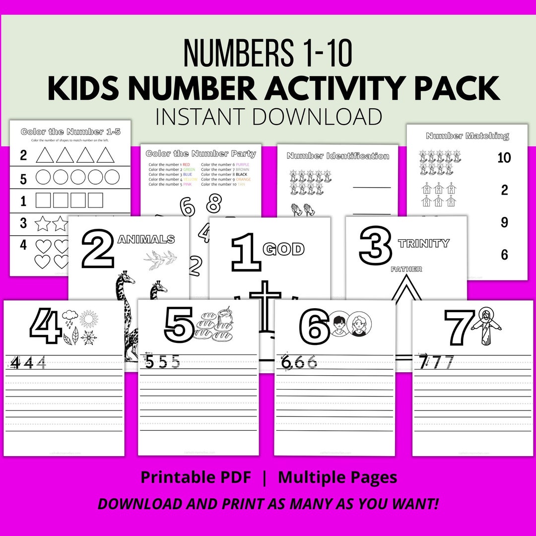 Kids Number Activity Pack | Numbers 1-10 | PDF Download | Preschool ...