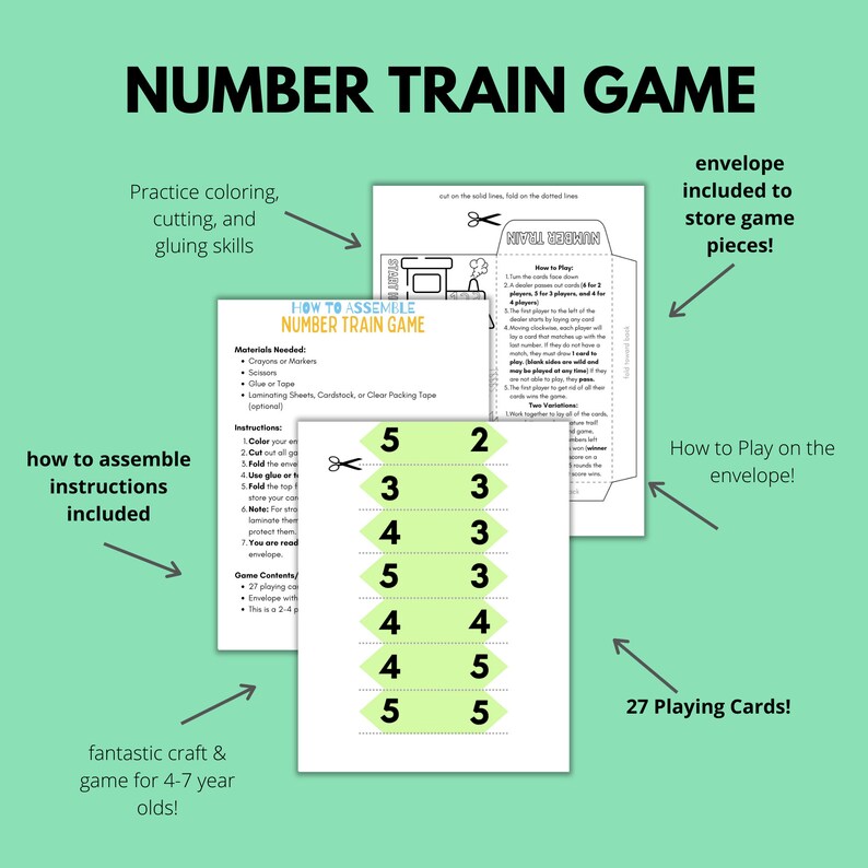 Number Train Matching Game: Kids Craft Activity (PDF Printable) - Etsy ...