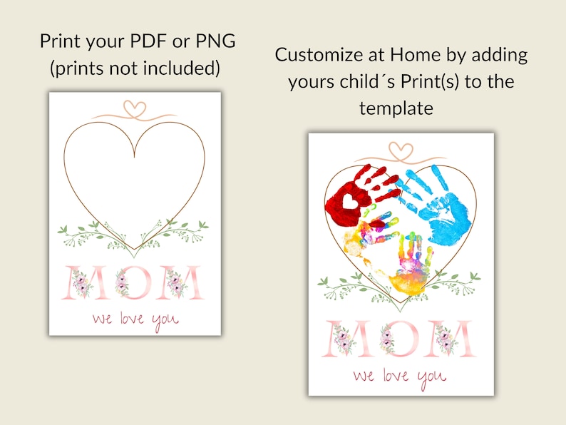 Mother's Day Handprint Craft for Mom Customizable Kids Artwork Digital ...