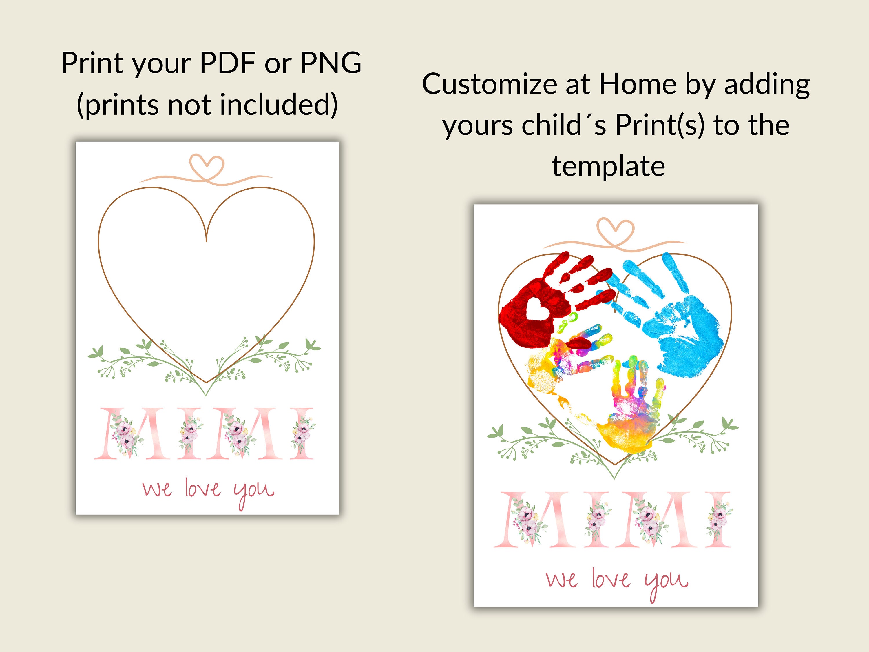 Mother's Day Handprint Craft for Mimi Customizable Kids Artwork Digital ...