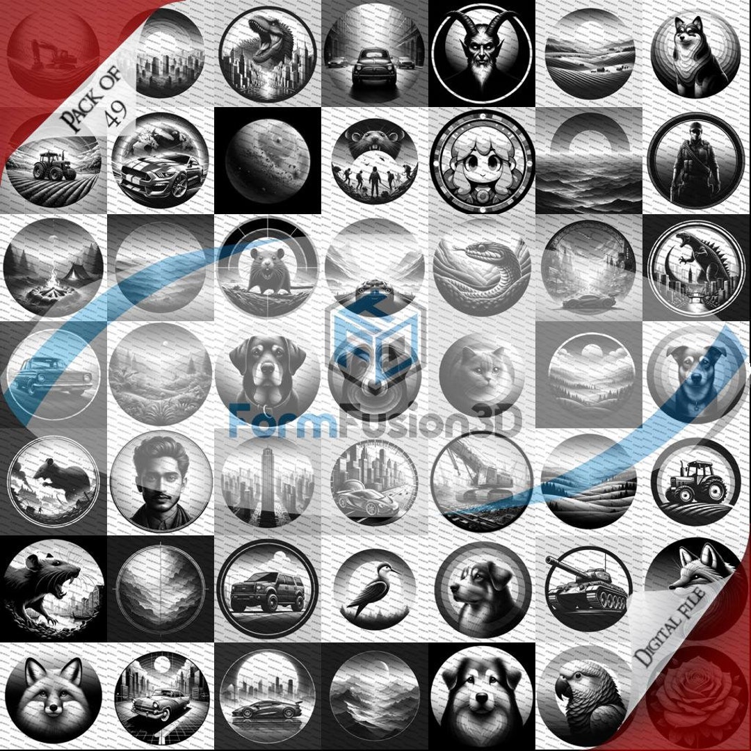 Bundle 3D Laser Engraving Depth Map Mix 7 49 Files 3d Grayscale ...