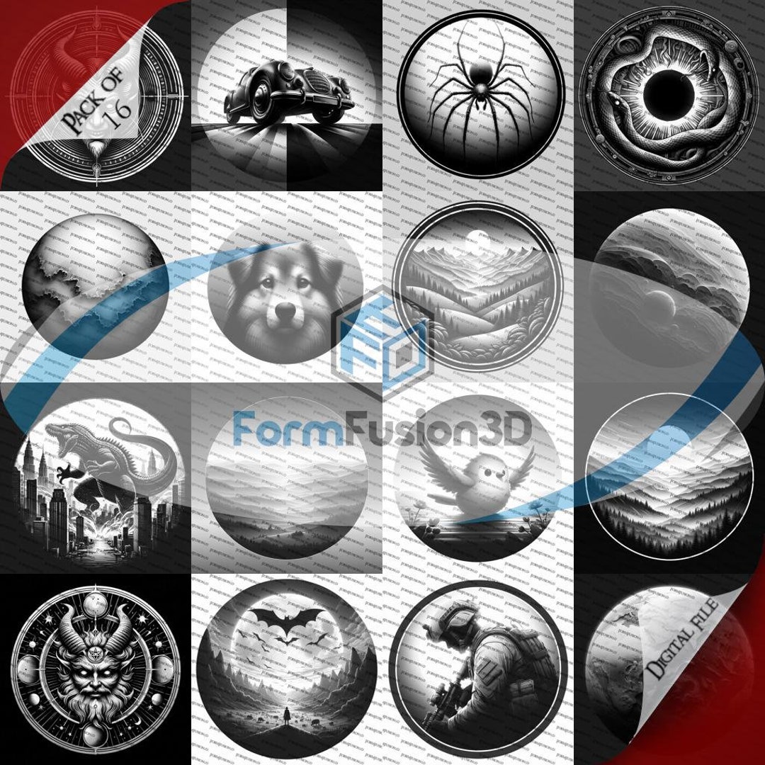 Bundle 3D Laser Engraving Depth Map Mix 18 16 Files 3d Grayscale ...