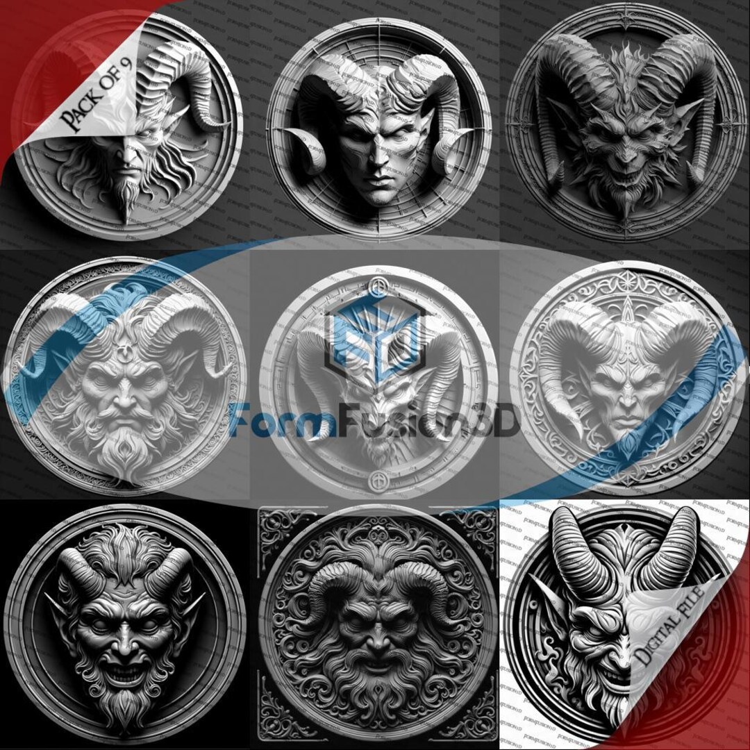 CHRISTMAS SALE Devil Satan Lucifer Coin Round Border 1 9 Files 3d ...