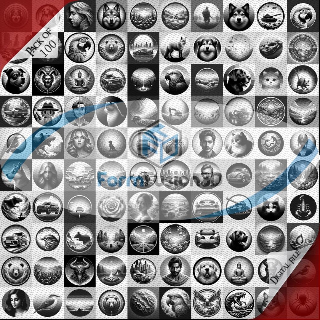 Bundle 3D Laser Engraving Depth Map Mix 1 100 Files 3d Grayscale ...