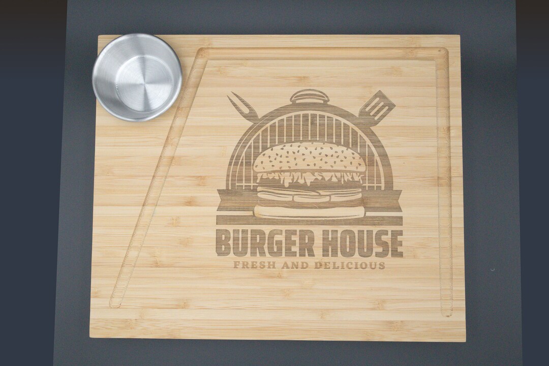Laser Engraved Burger Masterpiece Large Bamboo Cutting Board - Etsy