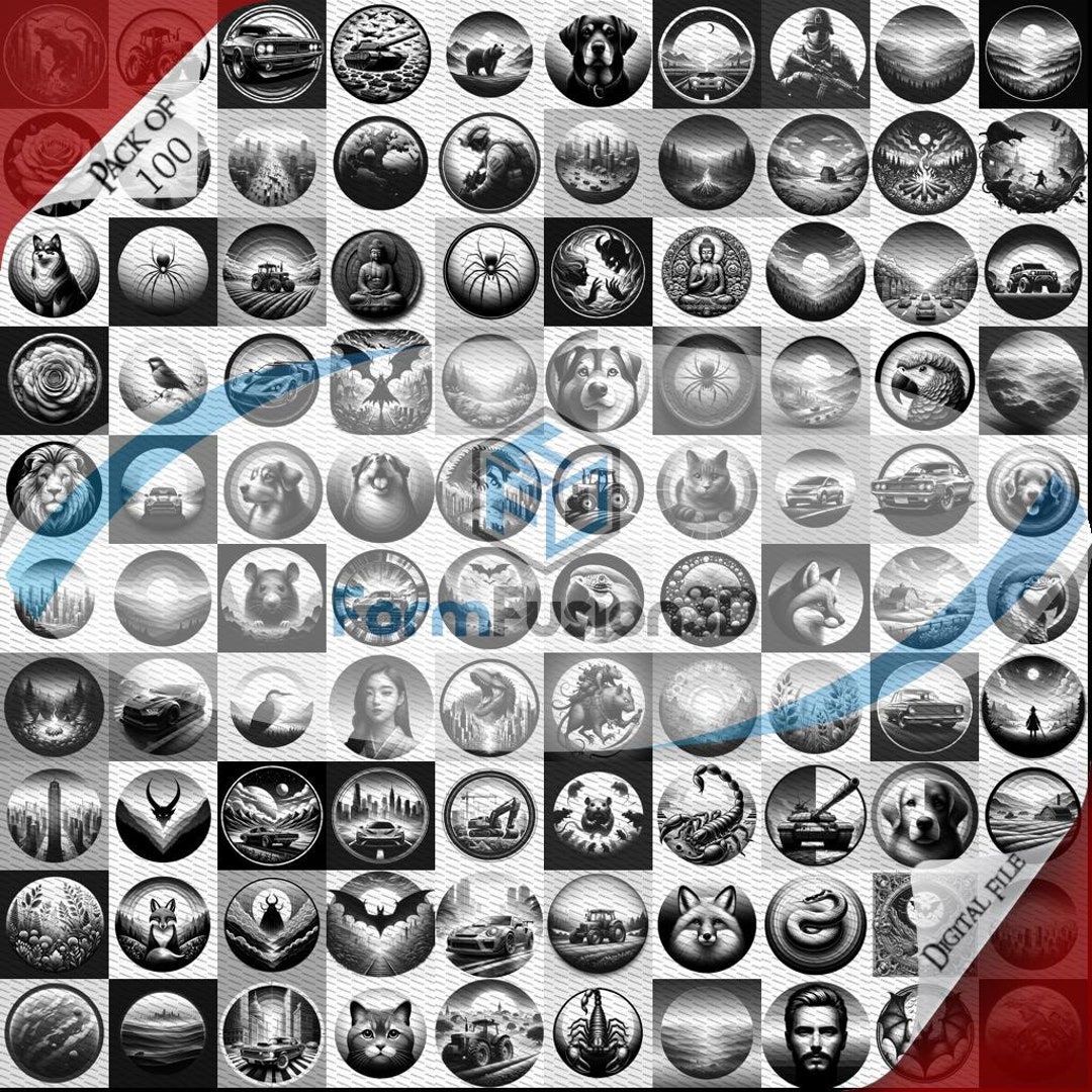 Bundle 3D Laser Engraving Depth Map Mix 2 100 Files 3d Grayscale ...