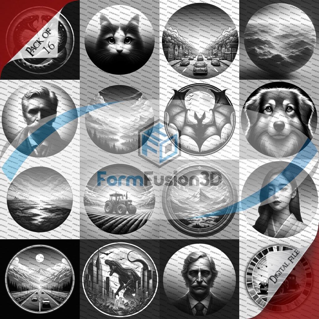 Bundle 3D Laser Engraving Depth Map Mix 3 16 Files 3d Grayscale ...