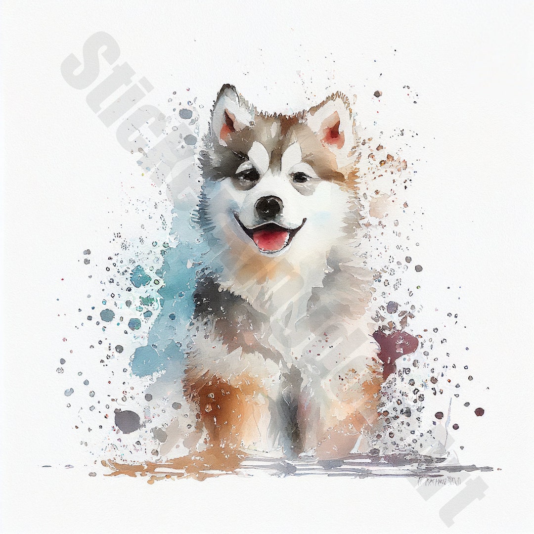 Watercolor Huskies 8 High Quality Pngs Digital Download - Etsy
