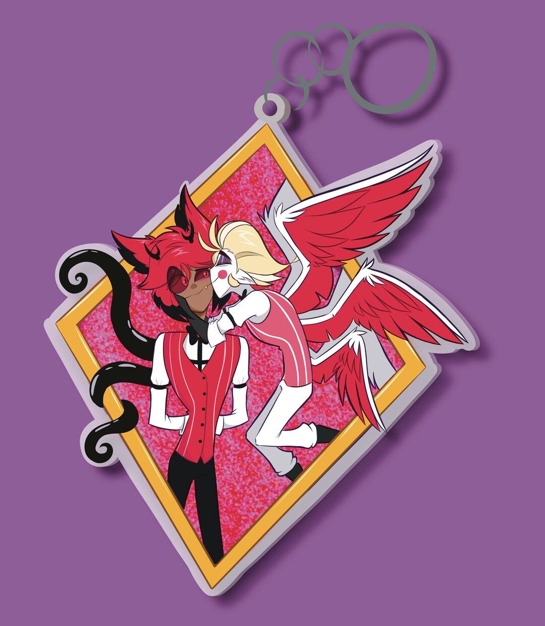 PREORDER Alastor and Lucifer Radioapple Glitter Liquid Keychain (3 In ...