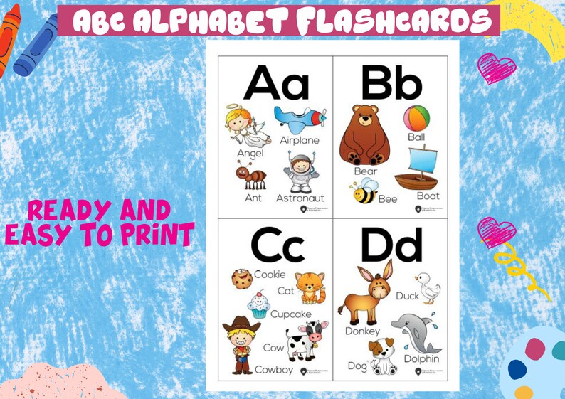 ABC Flash Cards, Educational Cards, A-Z Cards, Learn Abcs, Alphabet ...