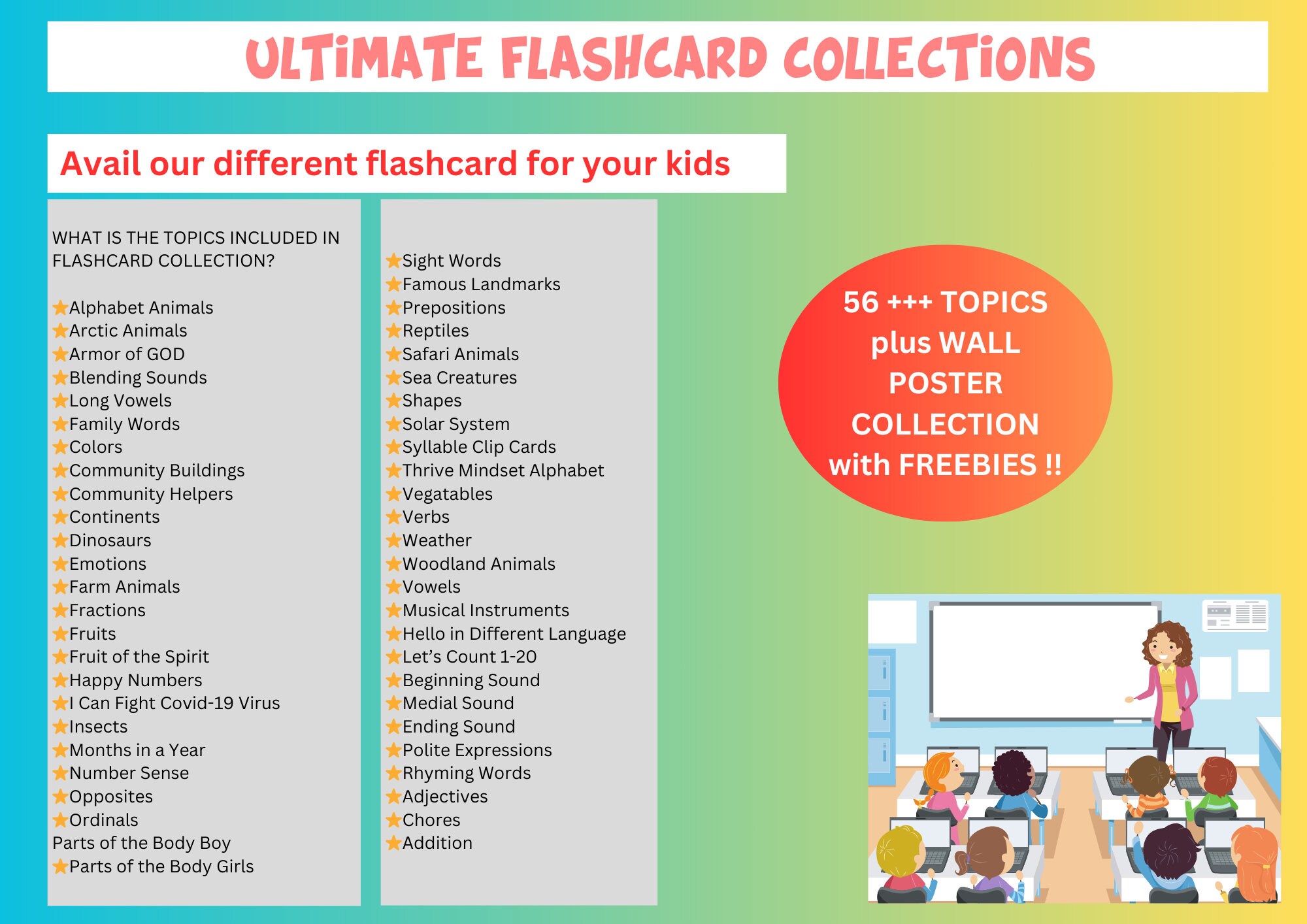 Unique Flashcards Ready and Easy to Print Digital Copy With 52 ++ Topic ...