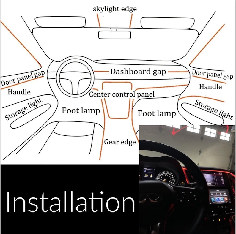 Car Interior Leds Neon Lights Wire EL Strip Led Ambient Atmosphere ...