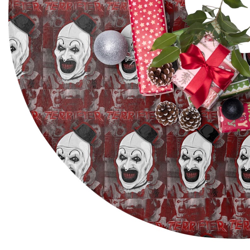 Art the Clown Terrifier Creepy Clown Pattern Christmas Tree Skirt ...