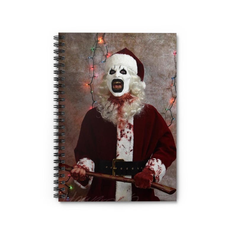 Art the Clown Terrifier Killer Santa Notebook | Spiral Ruled Journal ...