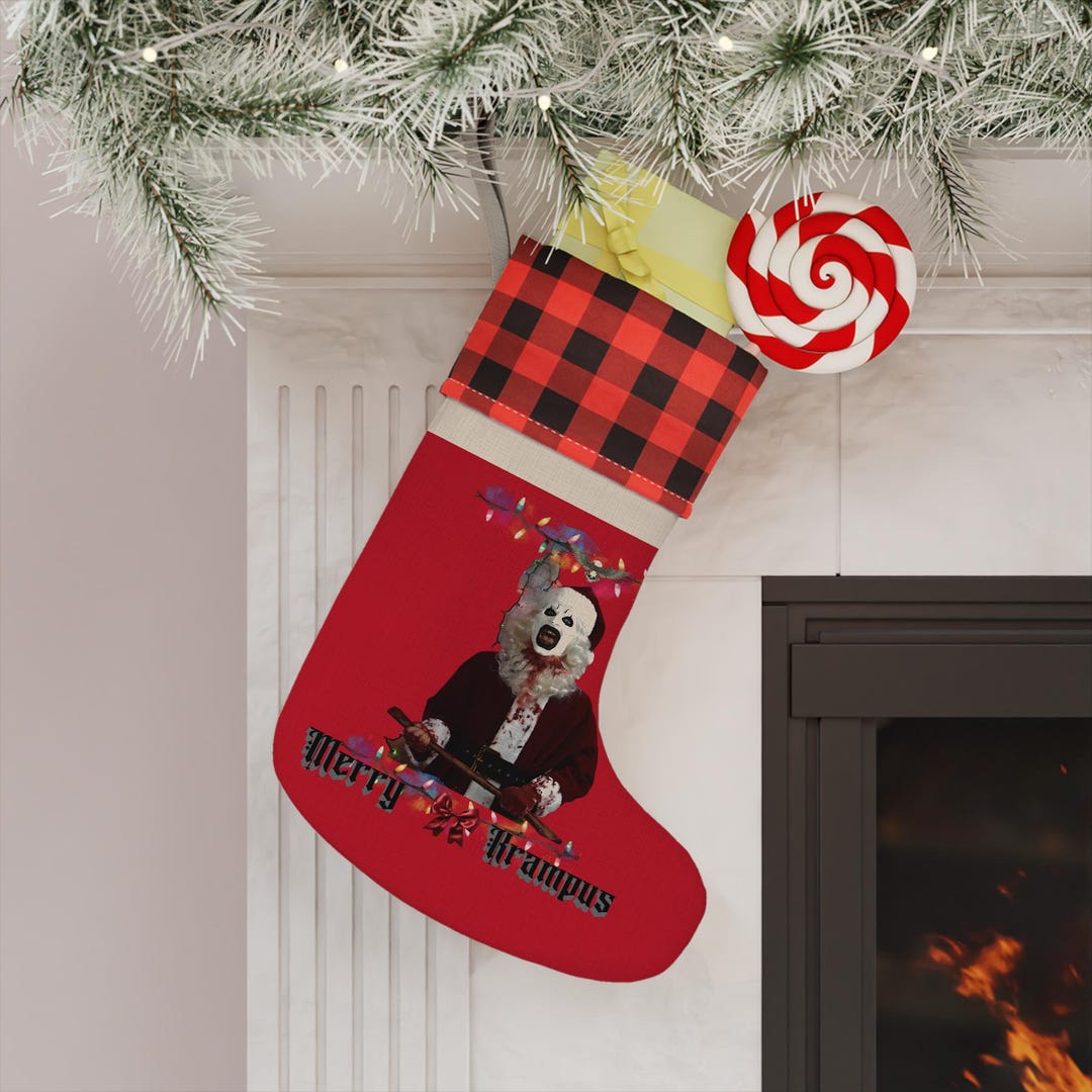 Terrifier Krampus Art the Clown Mask Christmas Stocking | Red Buffalo ...