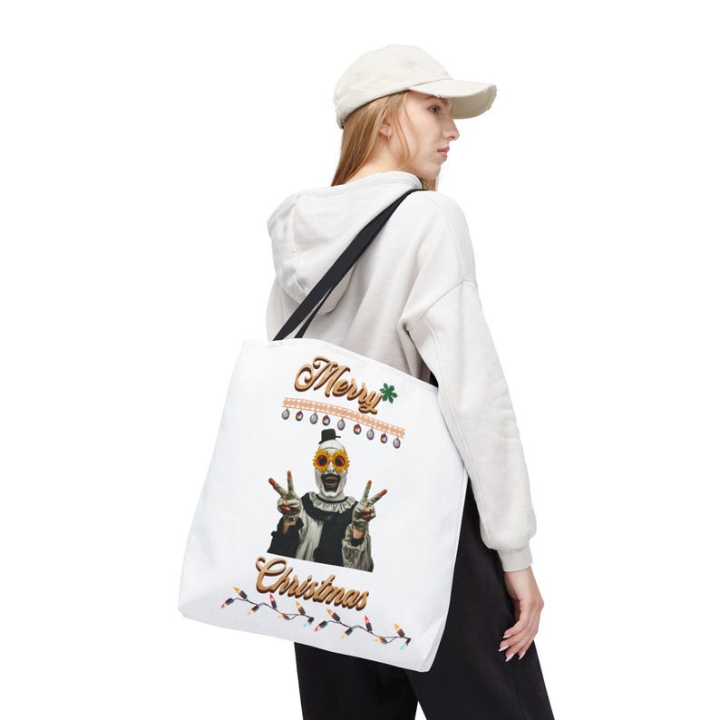 Art the Clown Terrifier Merry Christmas Peace Sign Tote Bag | Holiday ...
