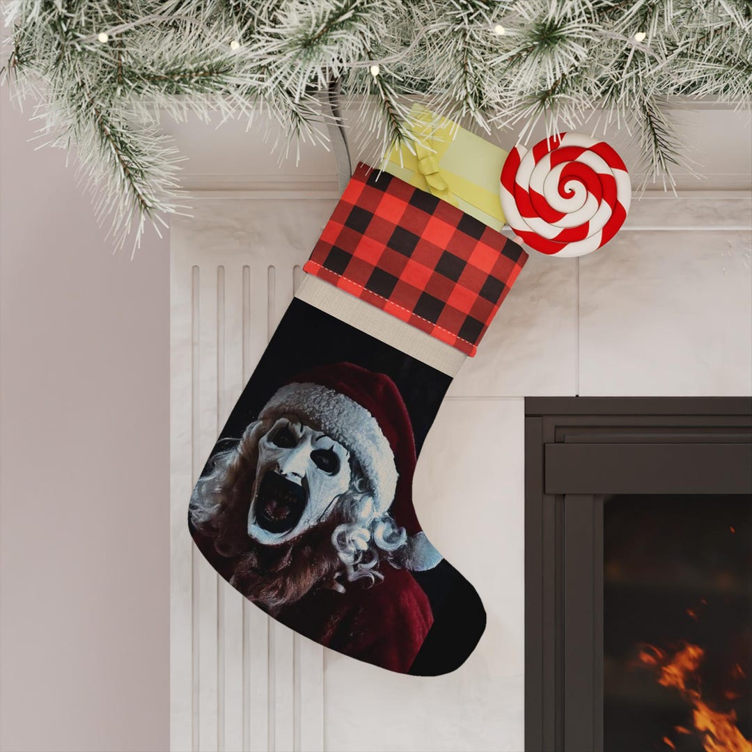 Art the Clown Terrifier Screaming Santa Christmas Stocking | Horror ...