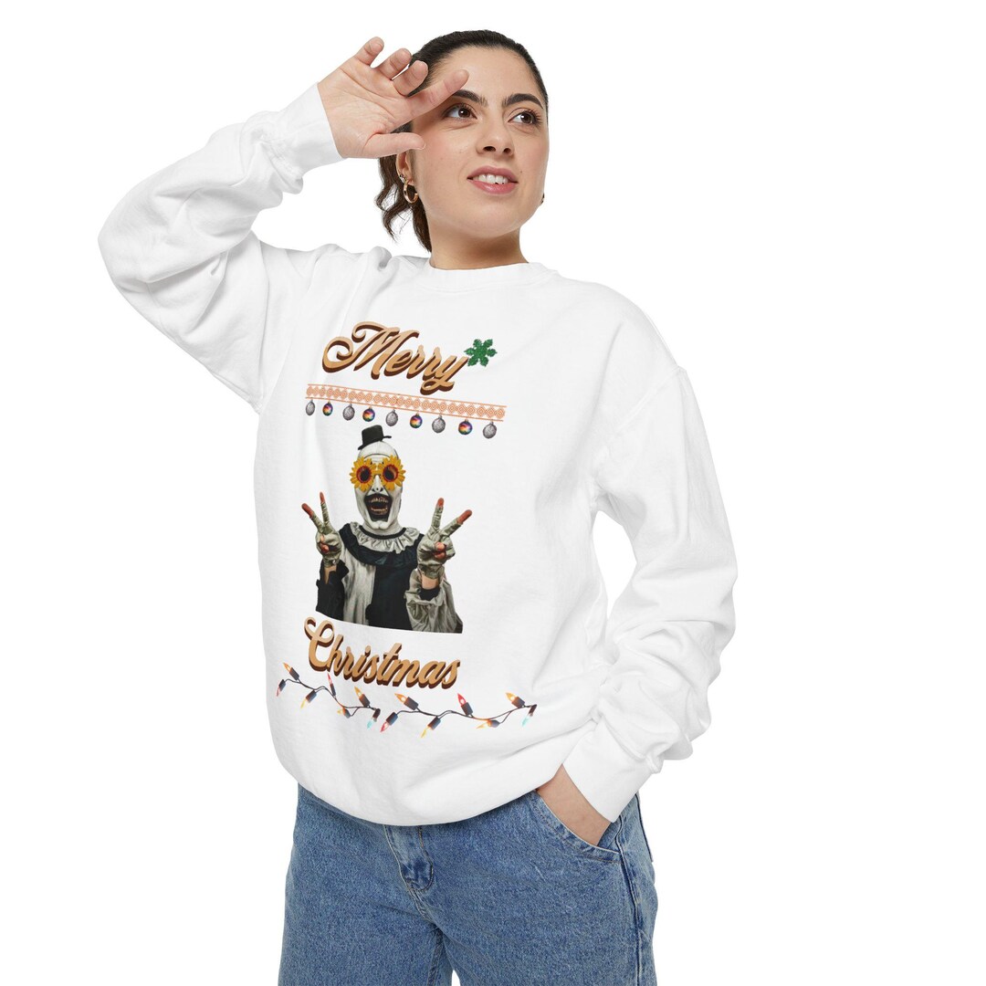 Art the Clown Terrifier Merry Christmas Peace Sign Sweatshirt | Holiday ...