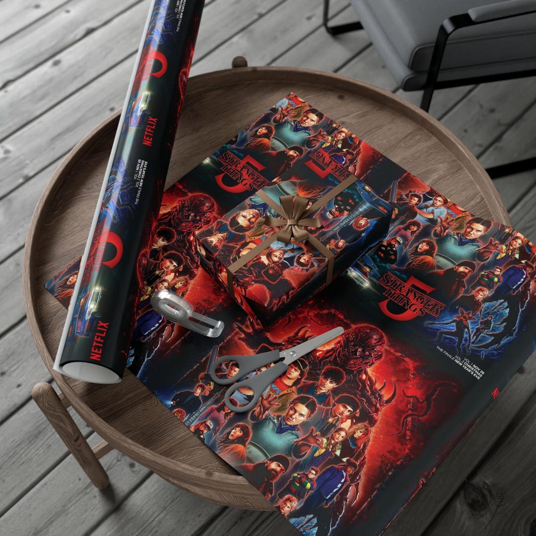 Stranger Things Poster Collage Gift Wrap Papers | Retro 80s Horror ...