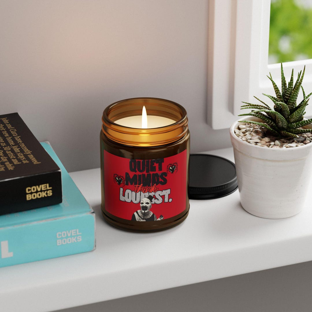 Art the Clown Terrifier Quiet Minds Loudest Candle | Amber Jar Soy ...