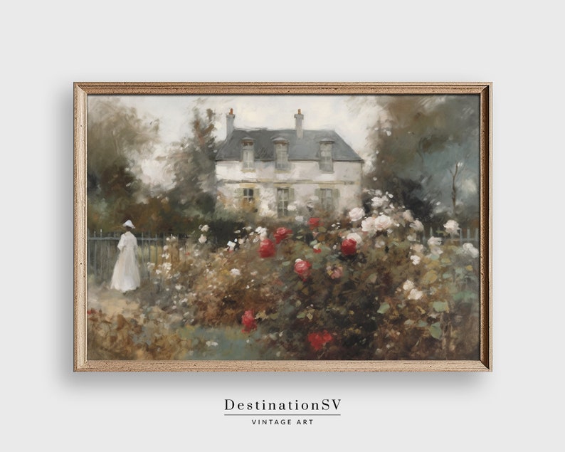 Vintage Cottage Painting, Muted Vintage Cottage Prints, Vintage Prints ...