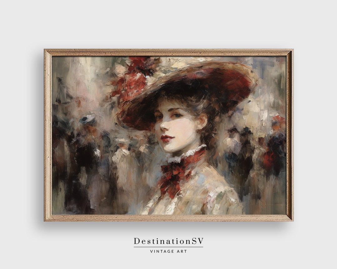 Vintage French Woman Portrait Painting, Vintage Portrait Wall Art Print ...