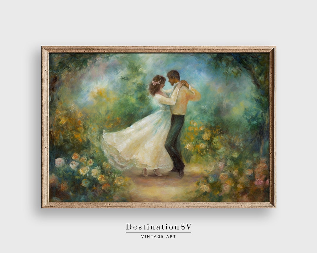 Vintage Dancing Bride Painting, Vintage Wedding Art Print, Vintage Wall ...
