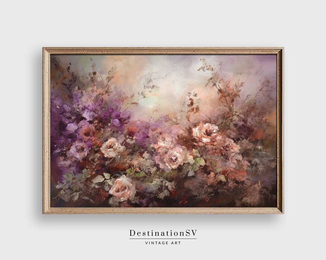 Vintage Rose Garden Painting, Vintage Rose Wall Art Print, Rose ...