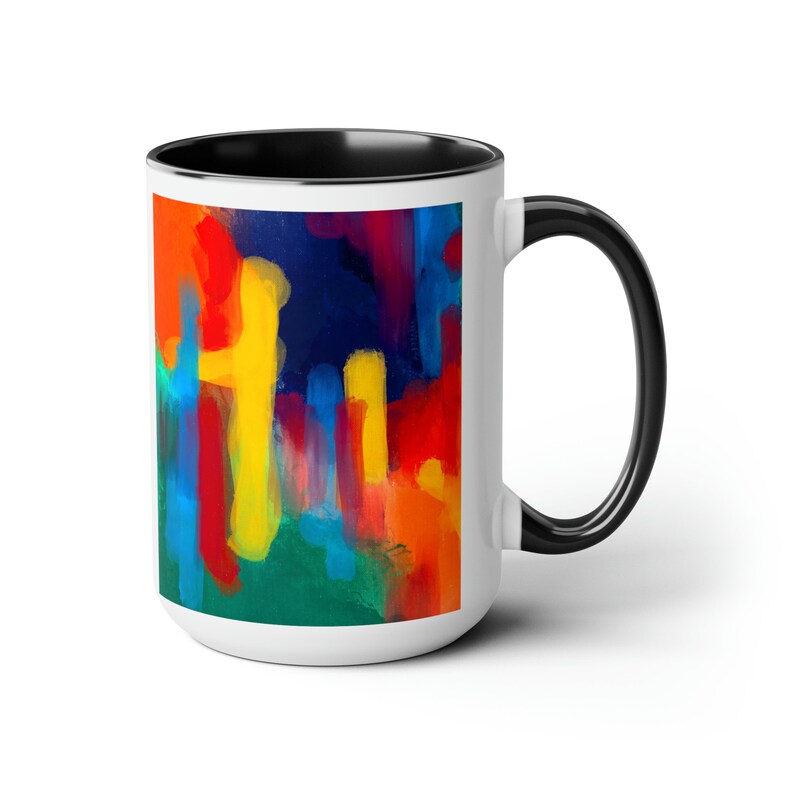 Beautiful Abstract Art Two-tone Coffee Mugs, 15oz - Etsy